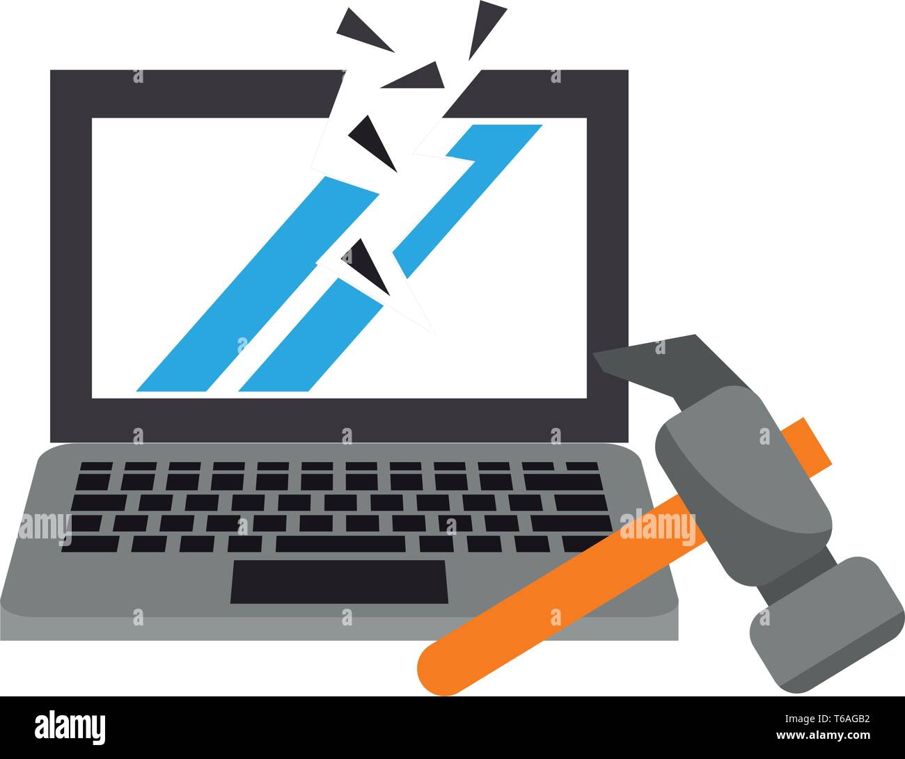 Laptop broken with hammer Stock Vector Image & Art - Alamy
