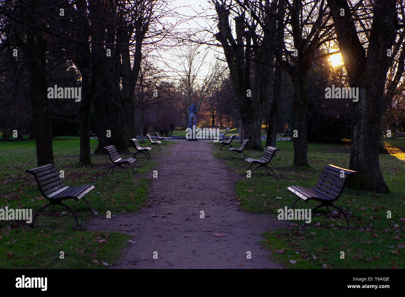 metal benches in a park of Brombach , Germany Stock Photo - Alamy