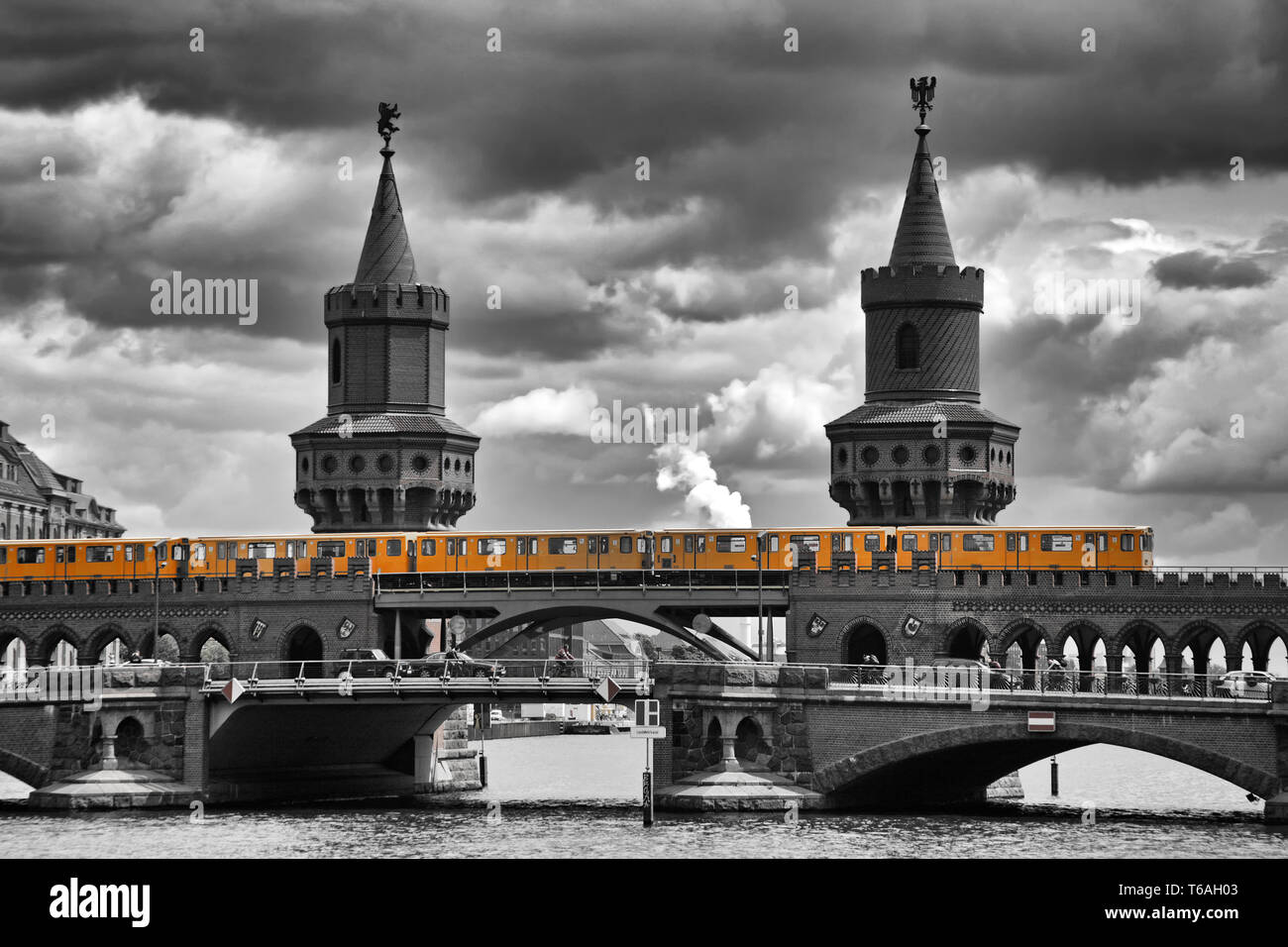 Oberbaum Bridge. coloured. Berlin Stock Photo - Alamy