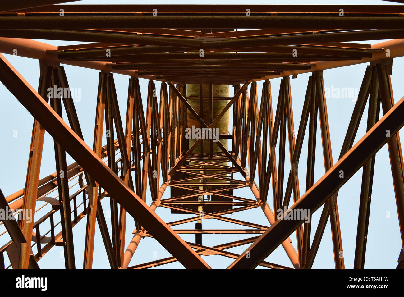 The old rusty water tower tilted Stock Photo - Alamy