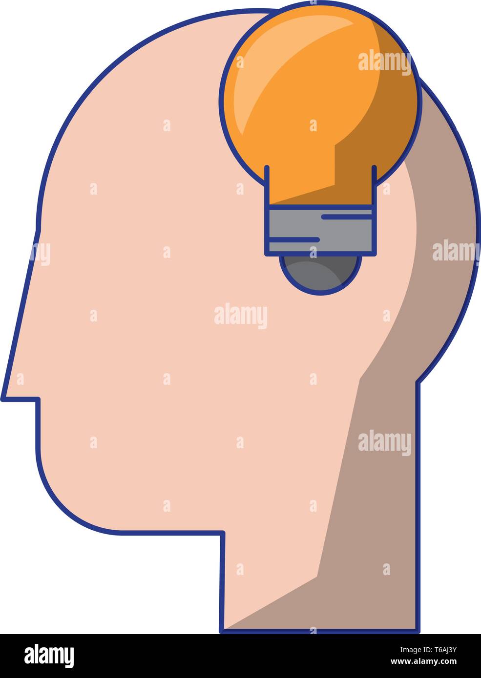human head with light bulb Stock Vector Image & Art - Alamy