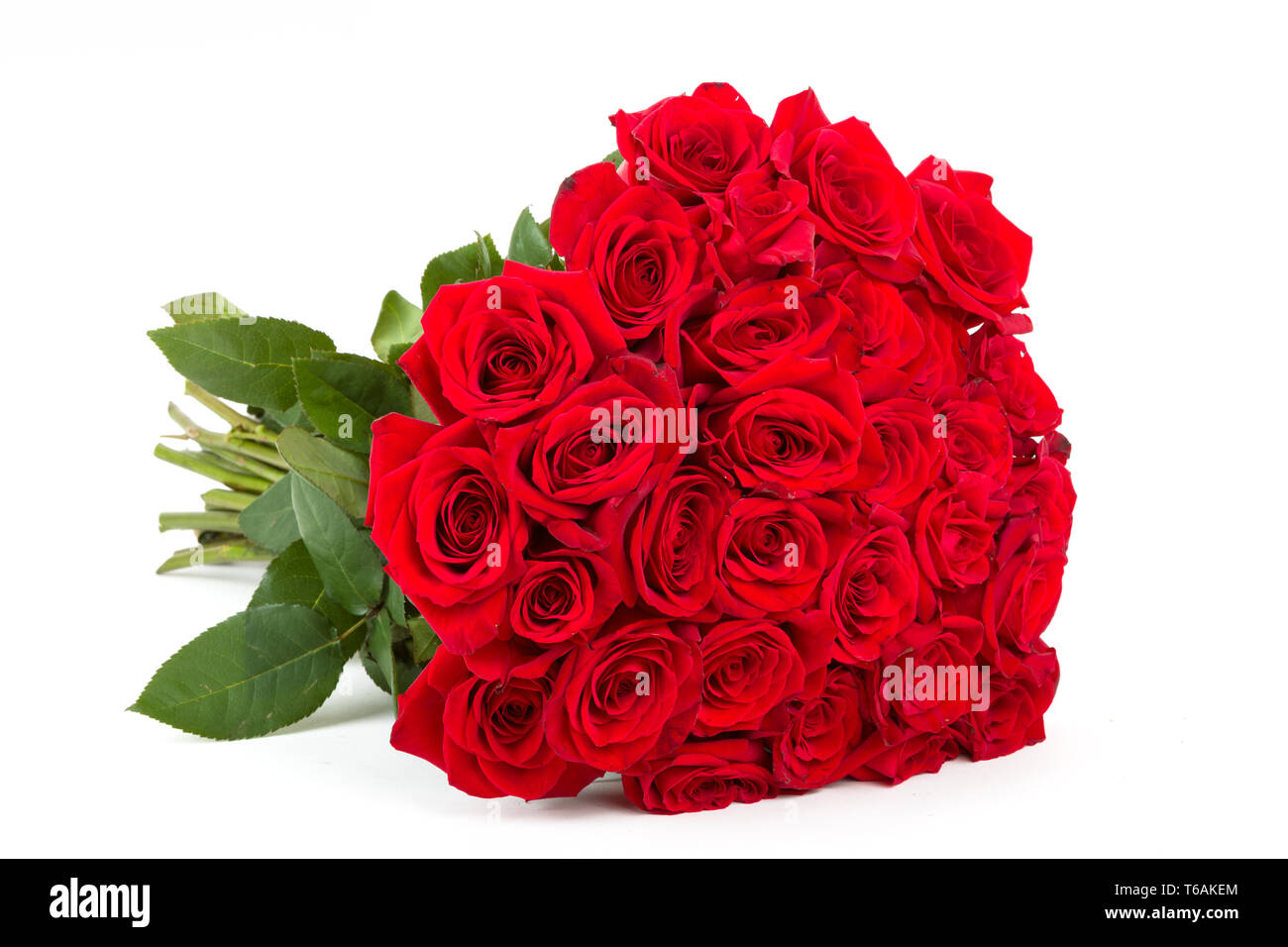 Bouquet of fresh valentine red roses isolated Stock Photo - Alamy