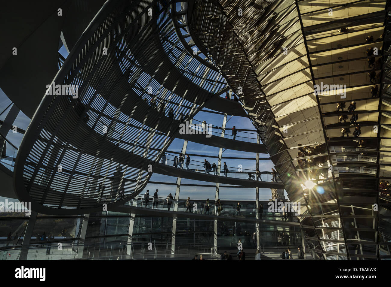 The Glass Dome of the German Reichstag building in Berlin, Germany ...