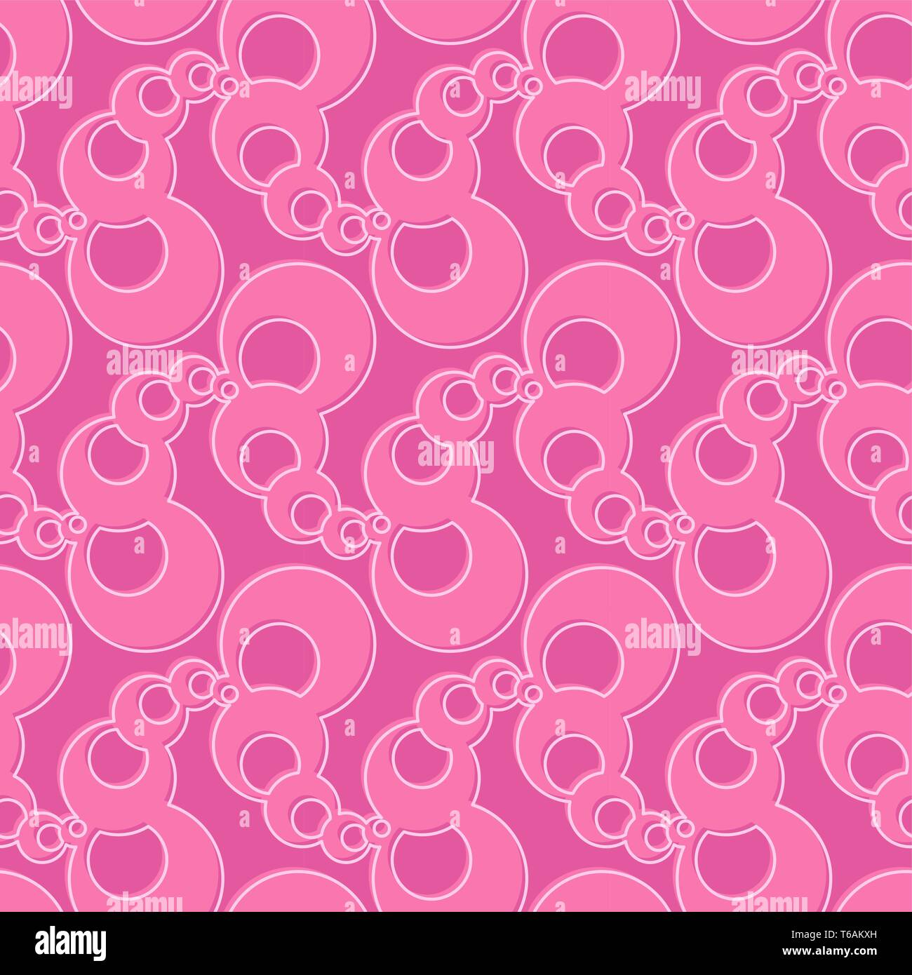 Abstract pink chains of bubbles on vector pattern. Geometric rounded ...