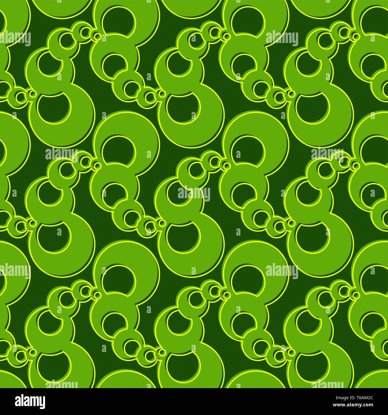 Abstract green chains of bubbles on vector pattern. Geometric rounded ...