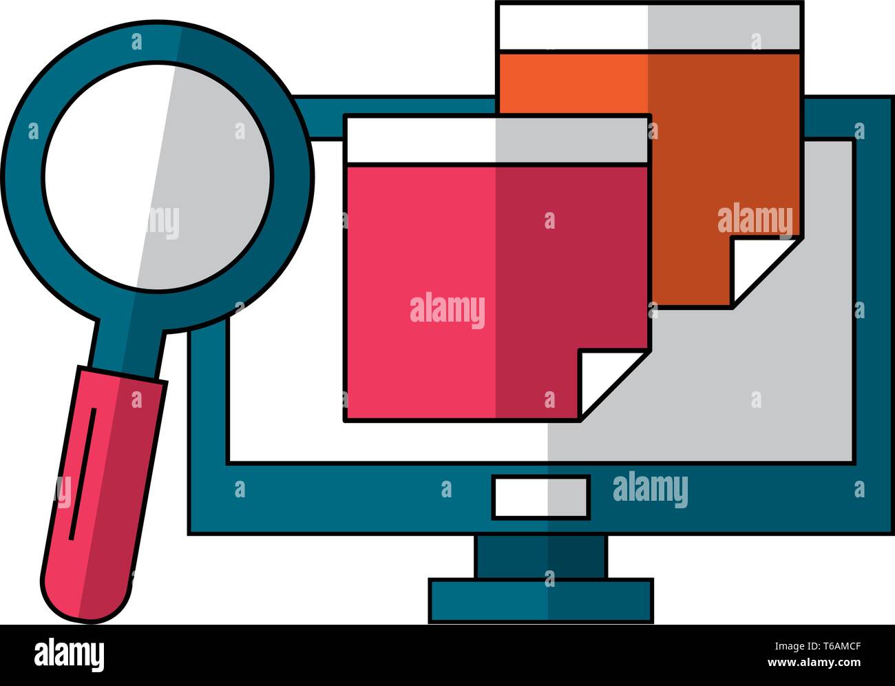 computer with magnifying glass Stock Vector Image & Art - Alamy