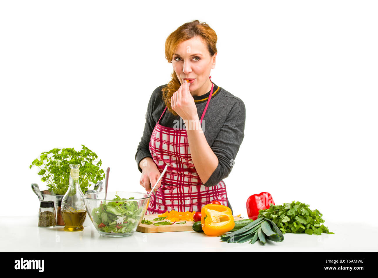 Woman Cooking in the kitchen Stock Photo - Alamy