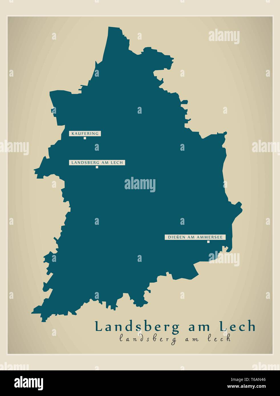 Modern Map - Landsberg am Lech county of Bavaria DE Stock Vector Image ...