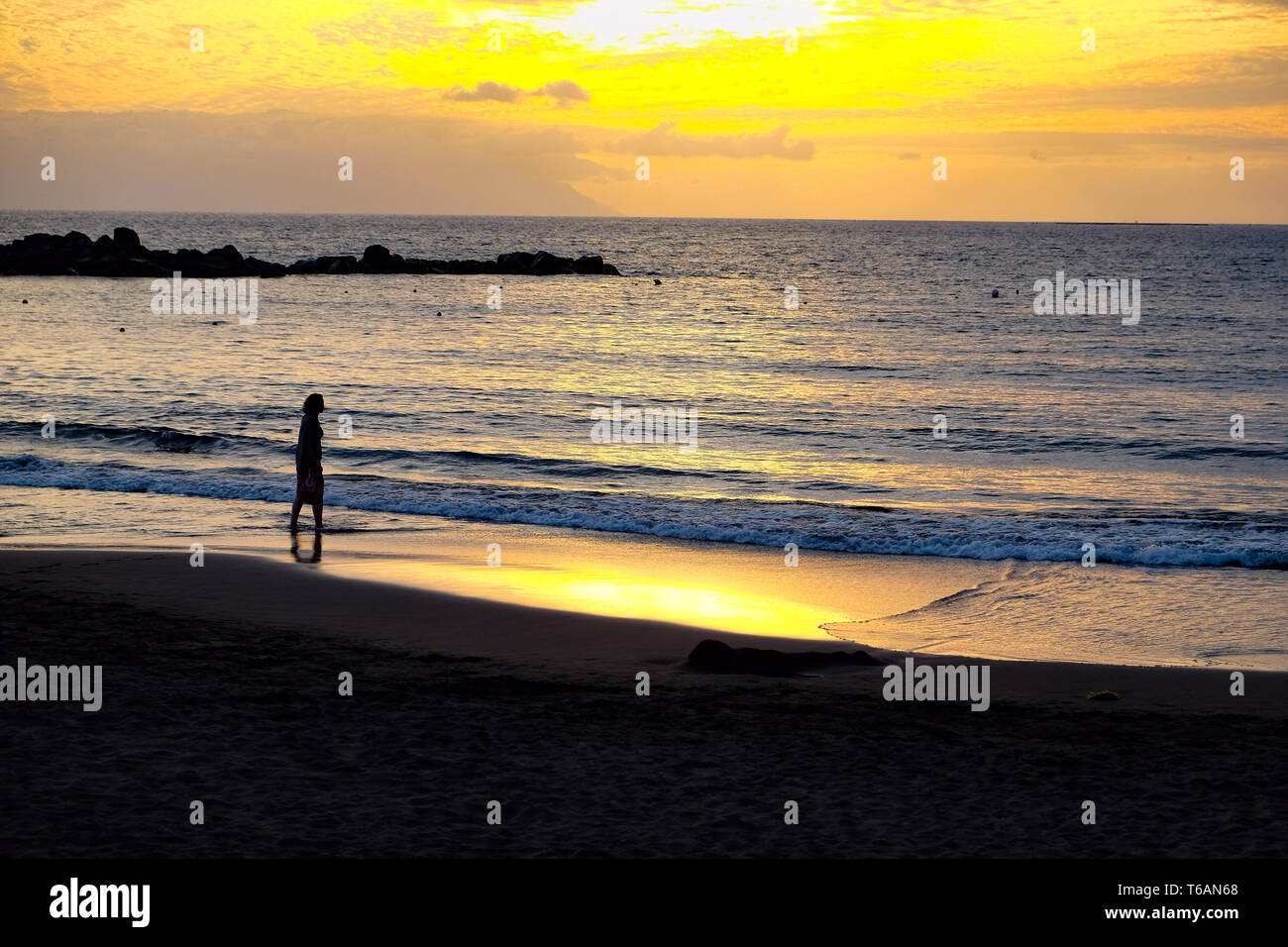Sun Setting on the Atlantic Ocean in Tenerife Canary Island Stock Photo ...