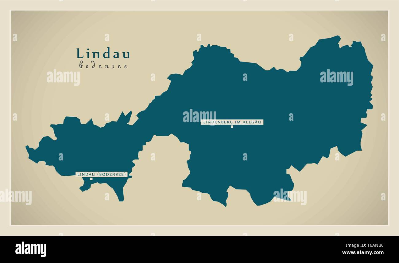 Modern Map - Lindau Bodensee county of Bavaria DE Stock Vector Image ...