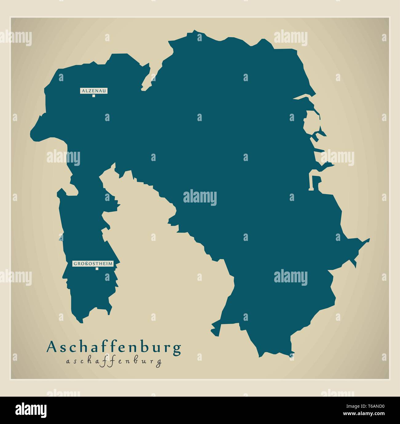 Modern Map - Aschaffenburg county of Bavaria DE Stock Vector Image ...