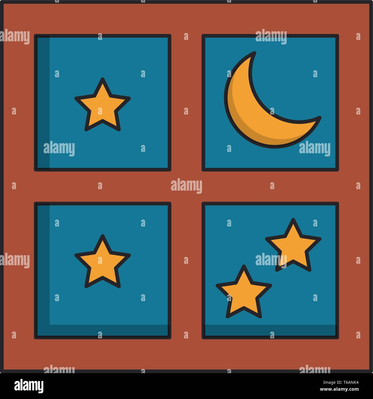 Night moon and stars through window Stock Vector Image & Art - Alamy