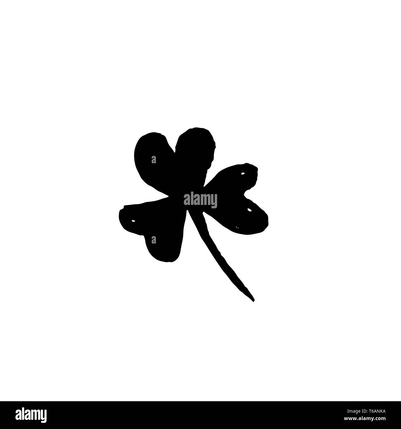 Clover icon. Grunge vector dry brush illustration Stock Vector Image ...
