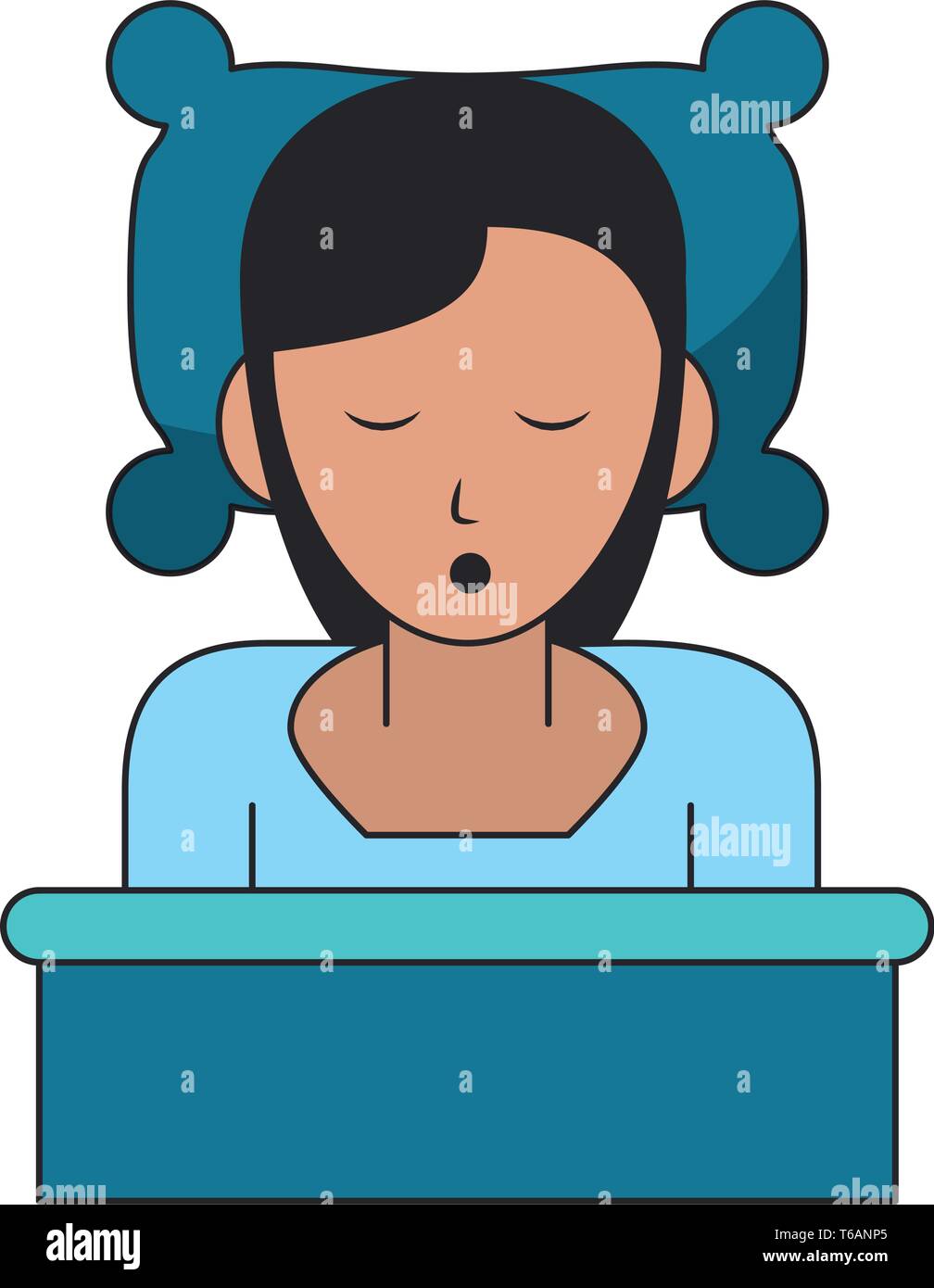 Woman sleeping on bed profile cartoon Stock Vector Image & Art - Alamy
