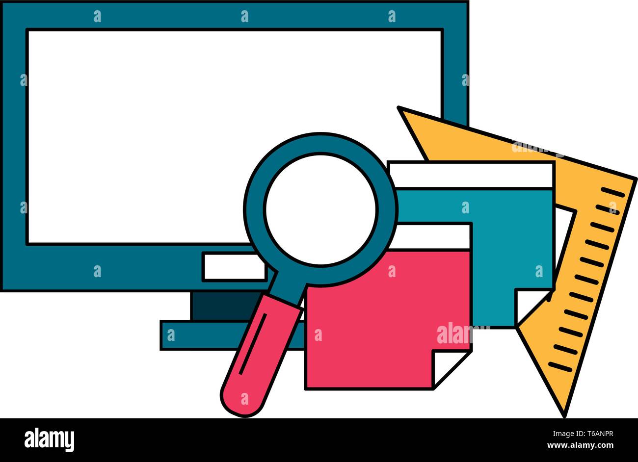 computer with magnifying glass Stock Vector Image & Art - Alamy