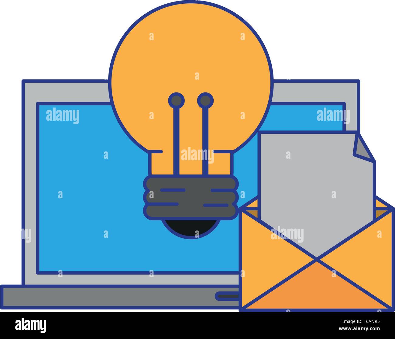 computer with light bulb and envelope Stock Vector Image & Art - Alamy