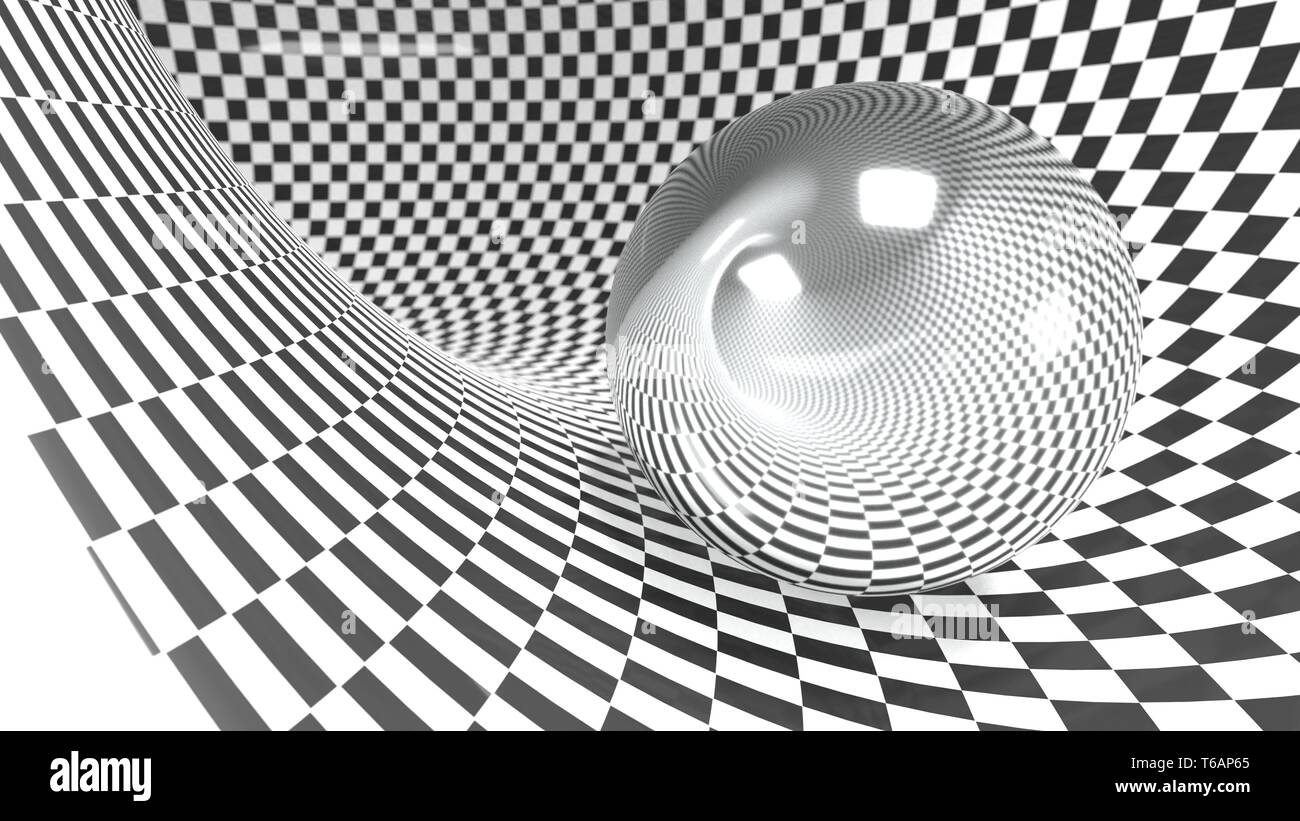 Abstract checker curved geometric background black and white colors ...
