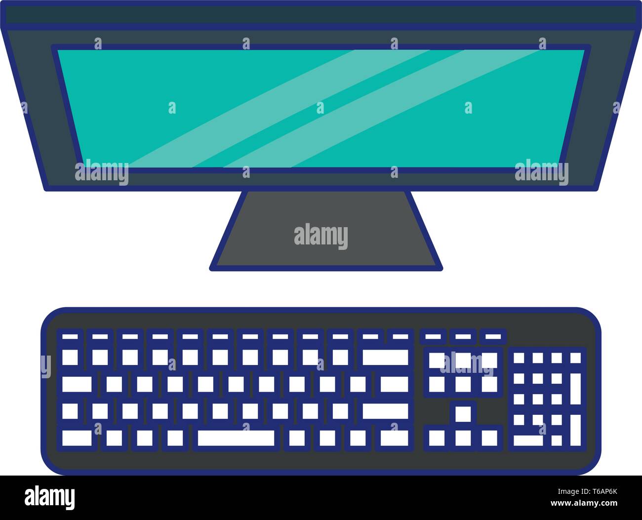computer icon cartoon blue lines Stock Vector Image & Art - Alamy