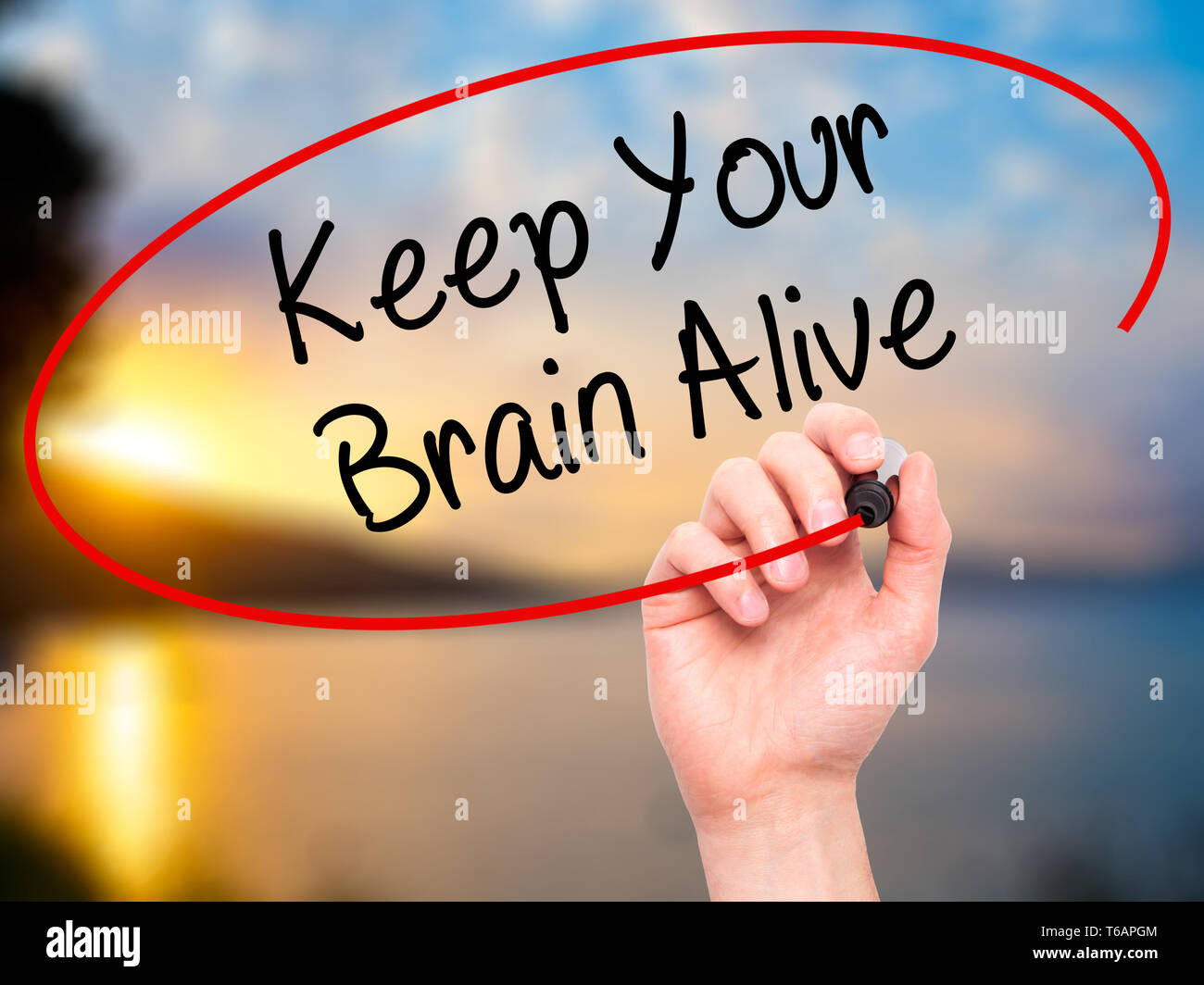 Man Hand writing Keep Your Brain Alive with black marker on visual ...