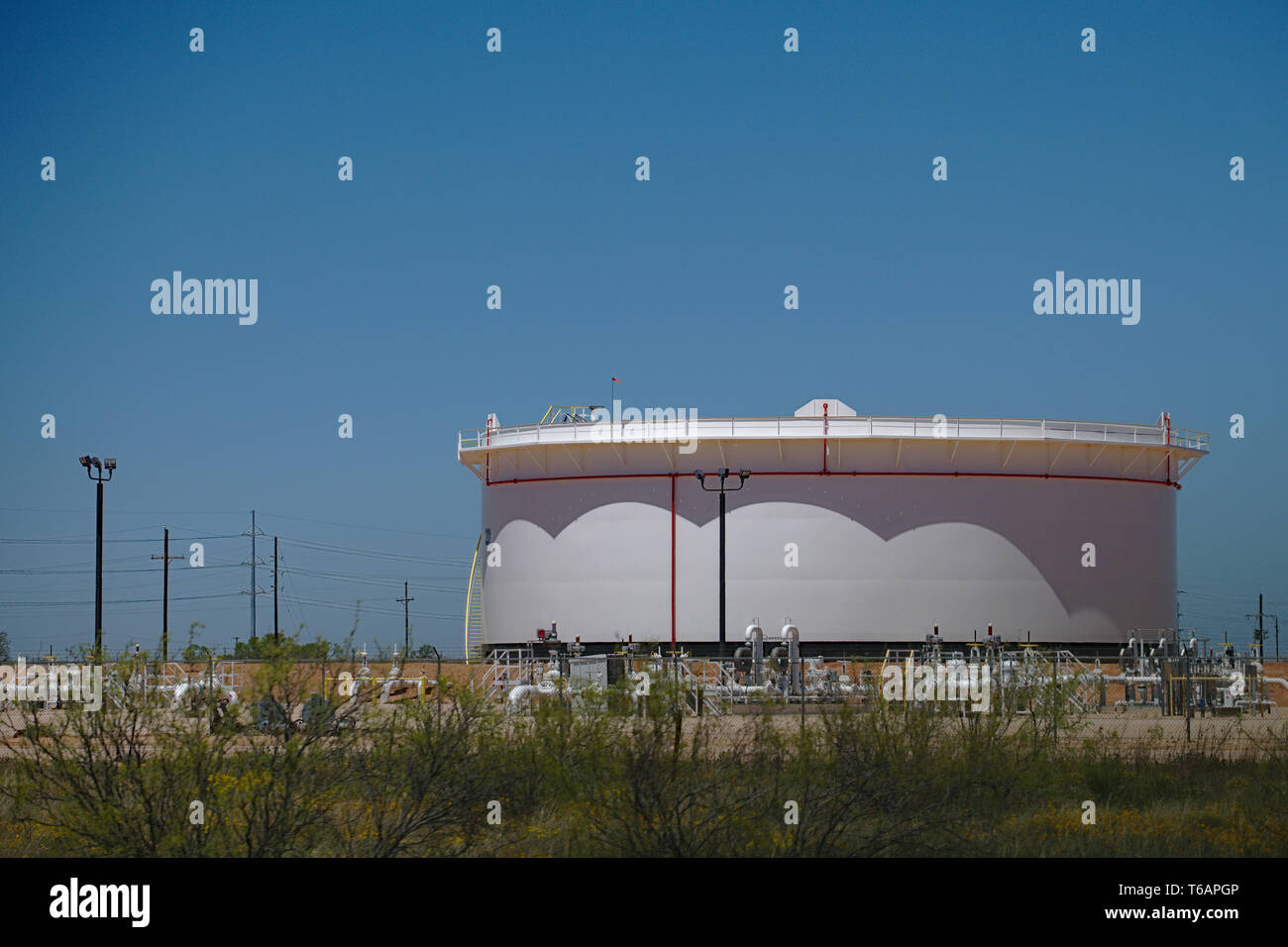 Midland County, Texas USA - 20 April 2019 : A large tank battery used ...