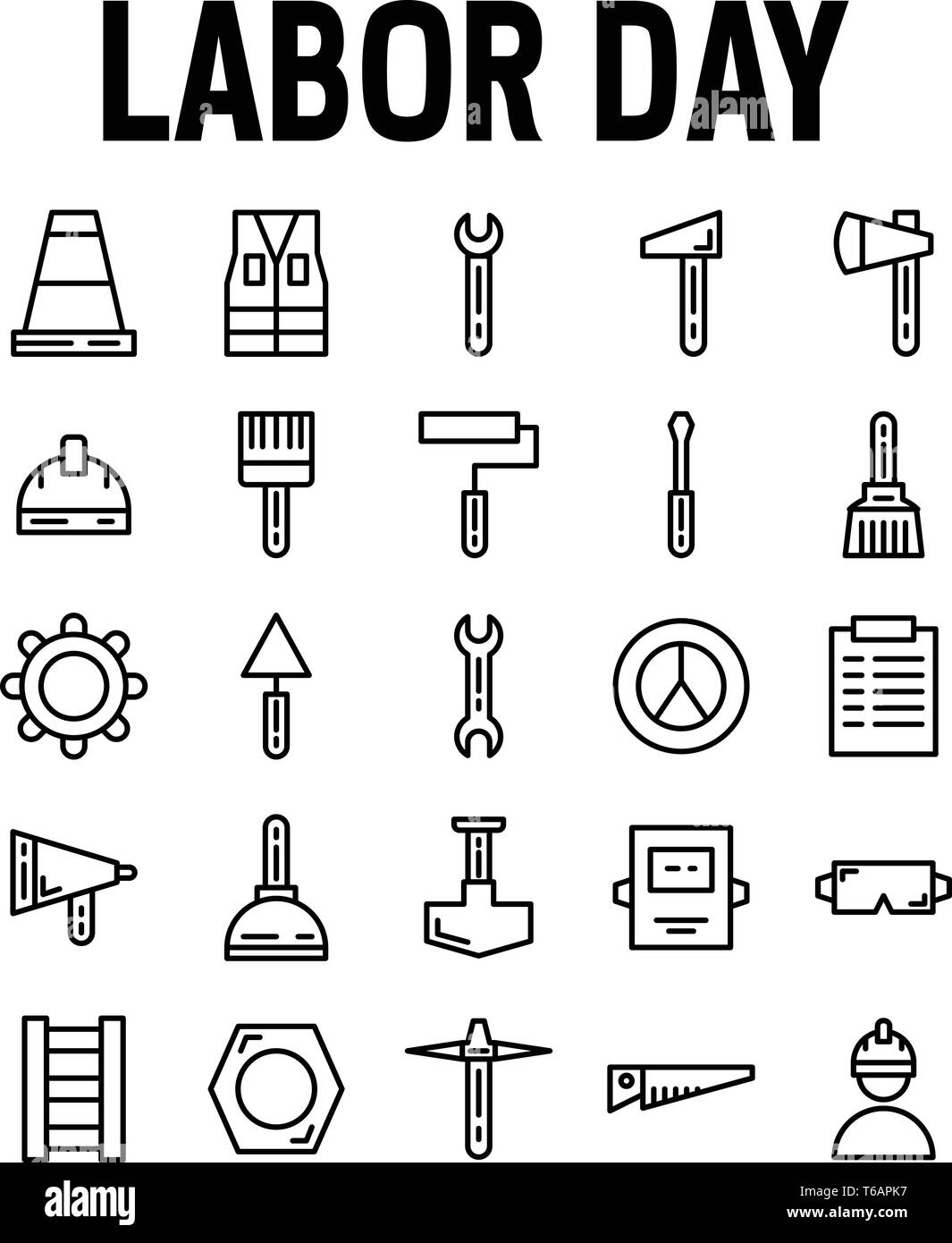 Labor day set Black and White Stock Photos & Images - Alamy