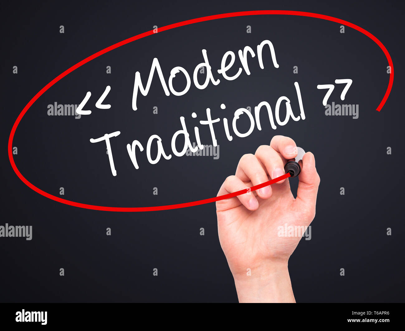 Man Hand writing Modern - Traditional with black marker on visual ...