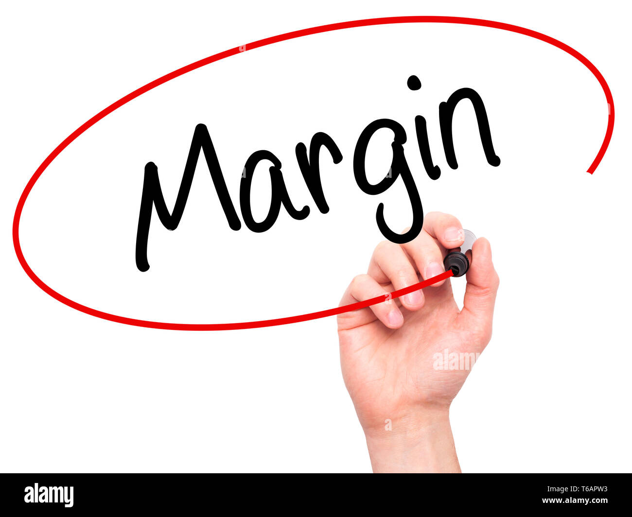 Man Hand writing Margin with black marker on visual screen Stock Photo ...