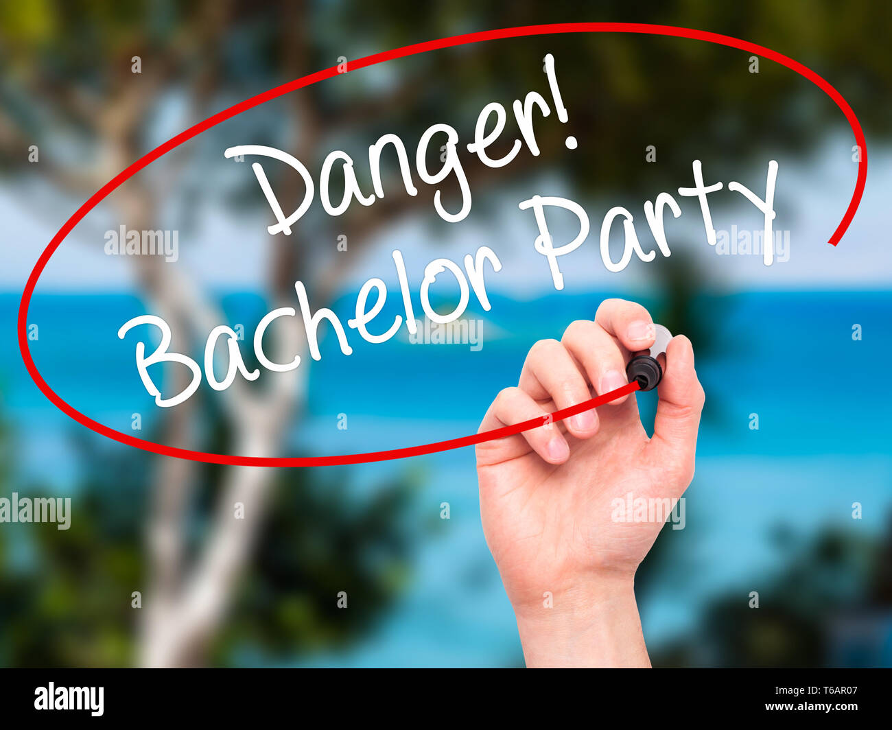Man Hand writing Danger! Bachelor Party with black marker on visual ...