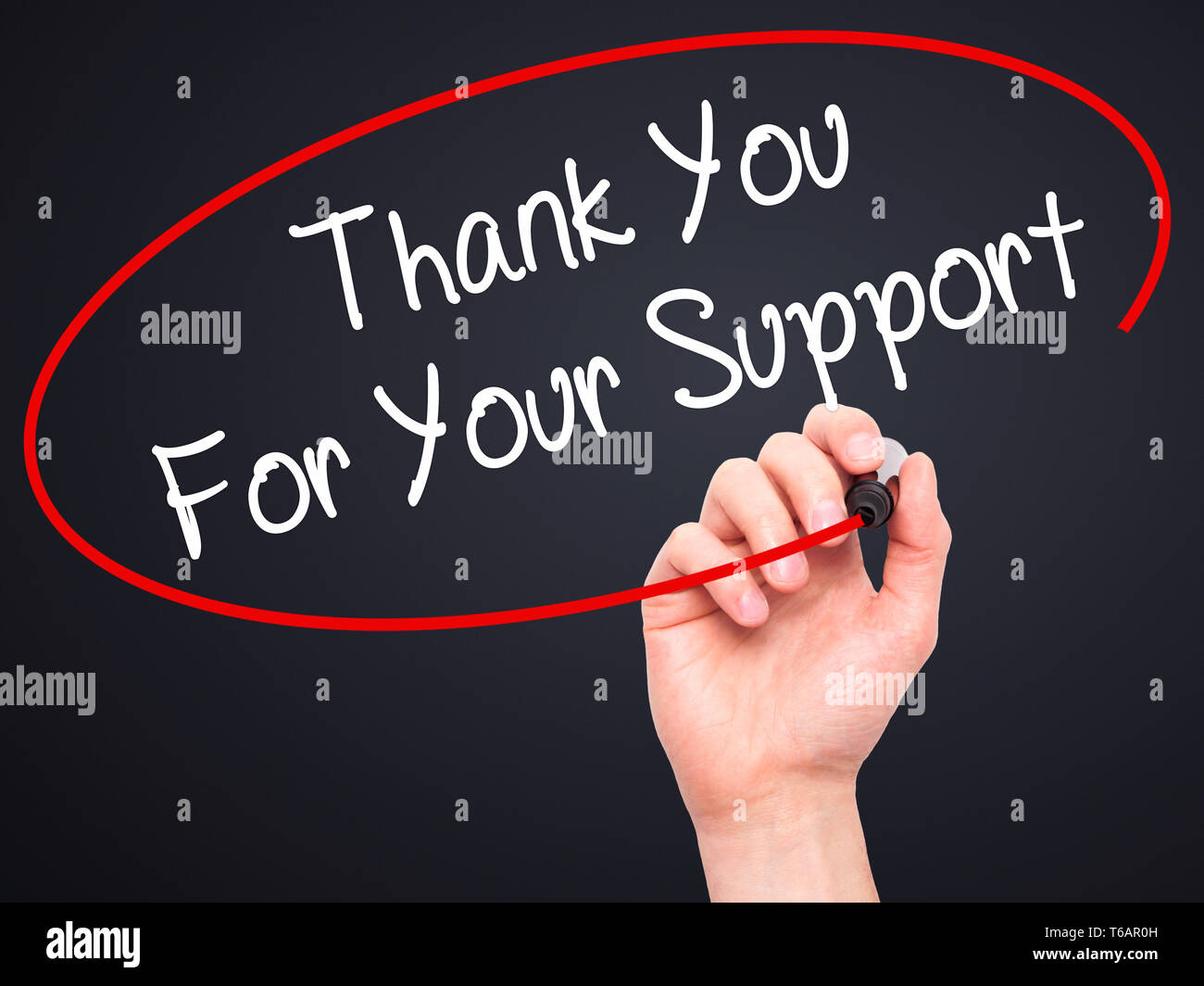 Man Hand writing Thank you For Your Support with black marker on visual ...