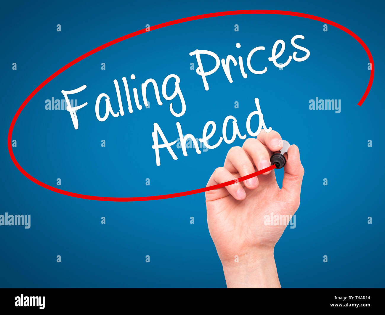 Man Hand writing Falling Prices Ahead with black marker on visual ...