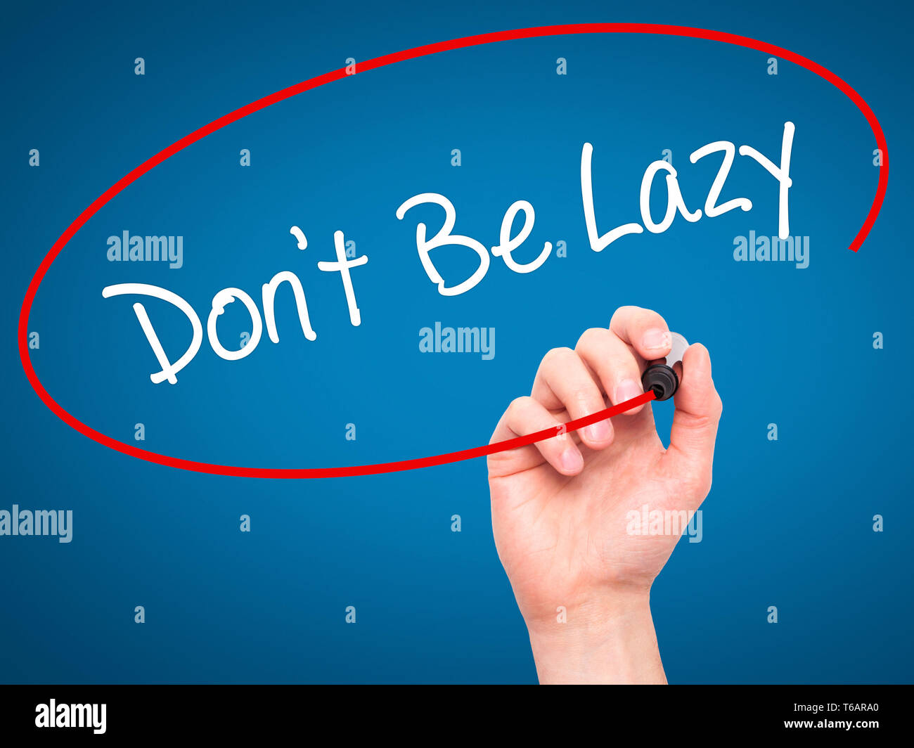 Man Hand writing Don't Be Lazy with black marker on visual screen Stock ...