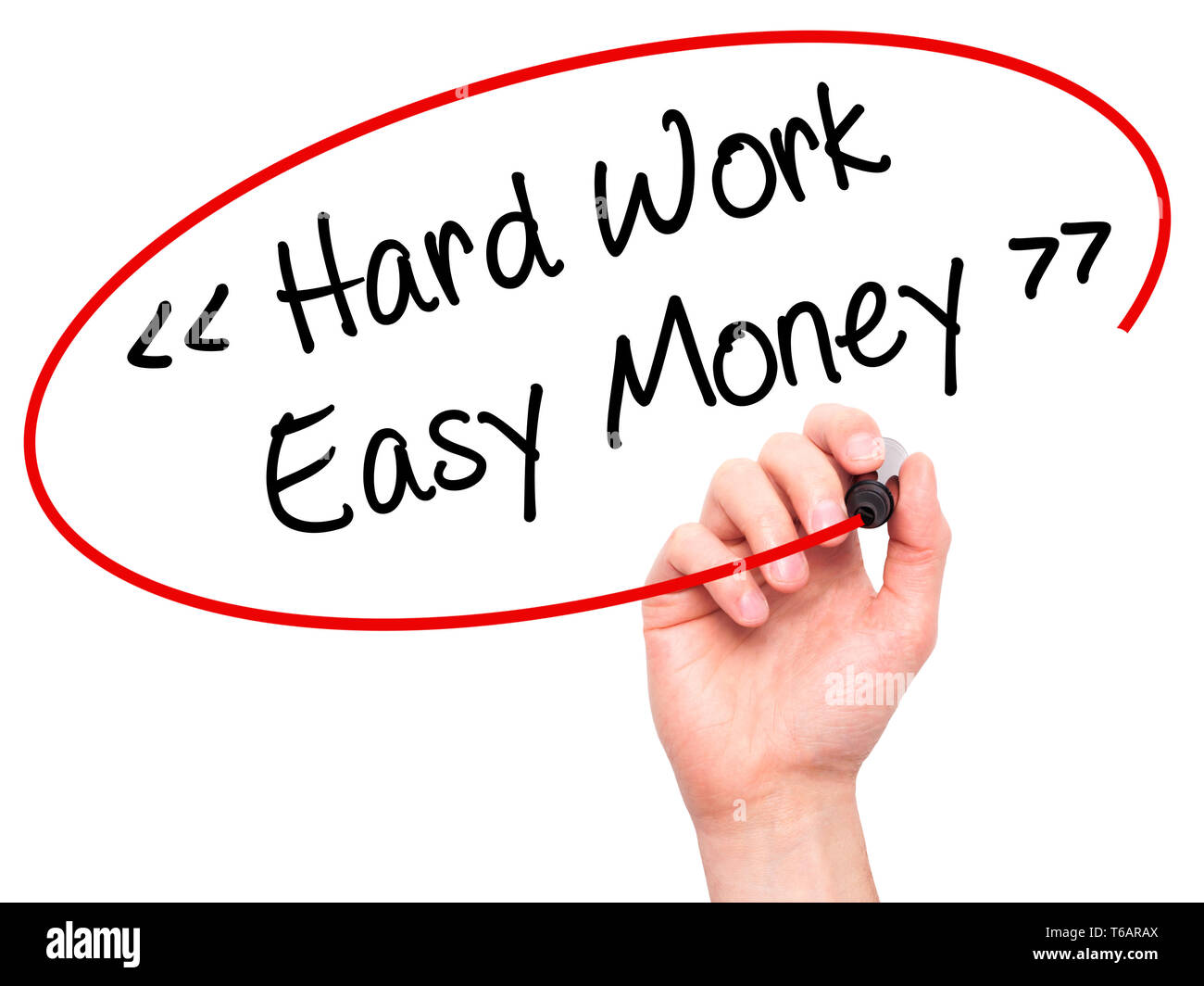 Man Hand writing Hard Work - Easy Money with black marker on visual ...