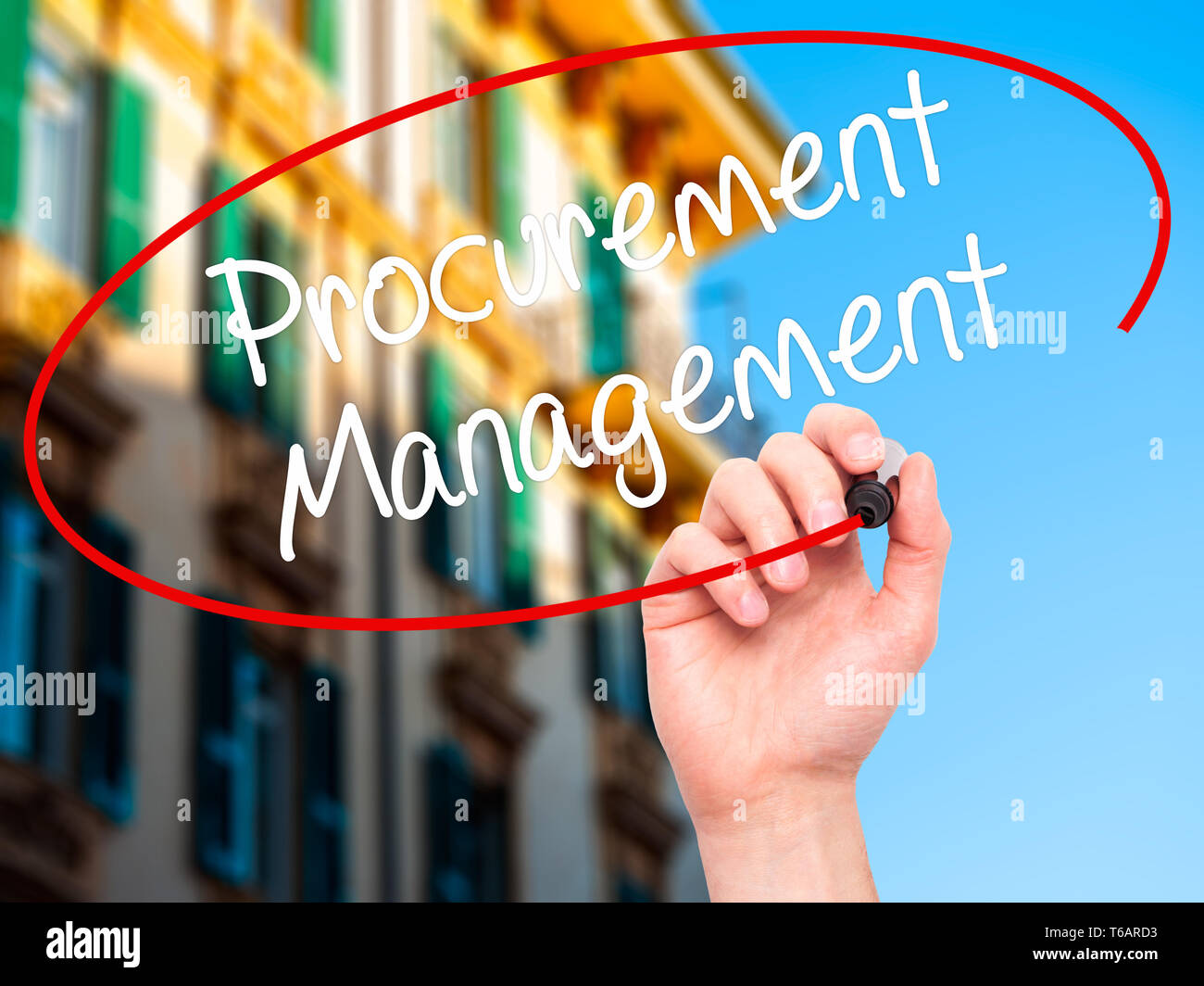 Man Hand writing Procurement Management with black marker on visual ...