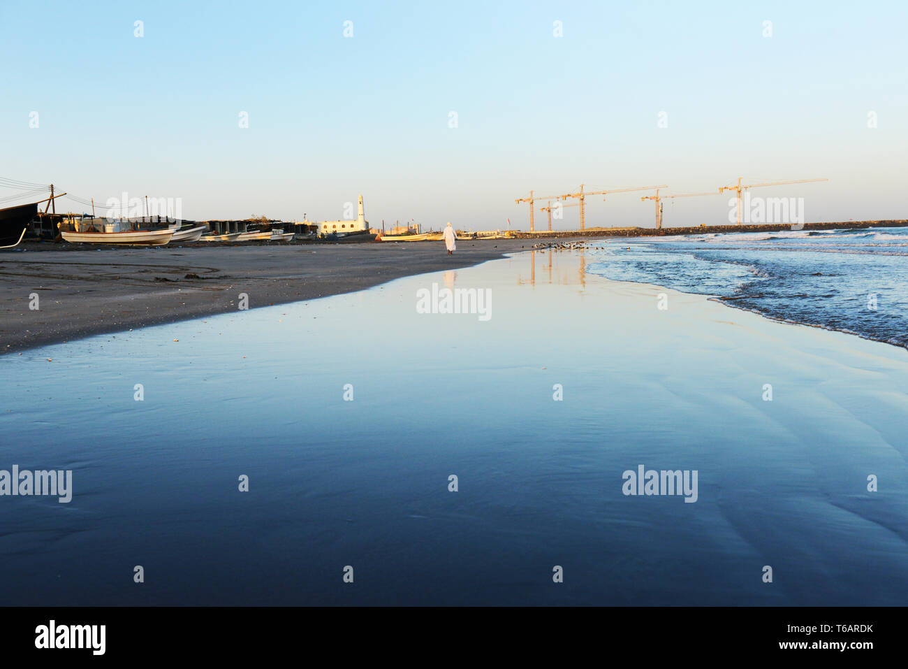 Sunrise over the Barka beach in Oman Stock Photo - Alamy
