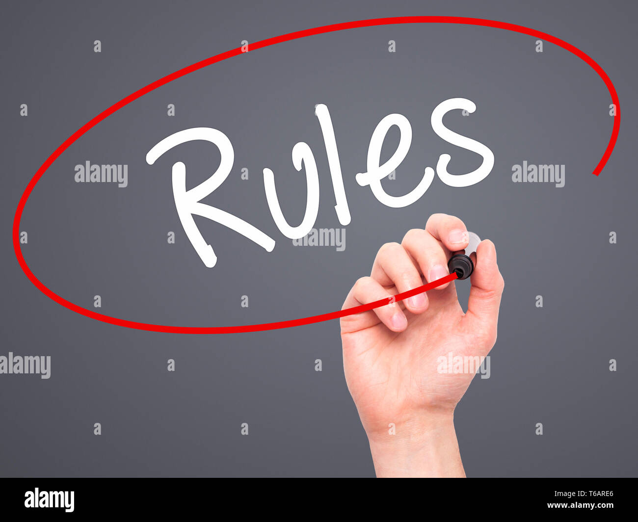 Man Hand writing Rules with black marker on visual screen Stock Photo ...