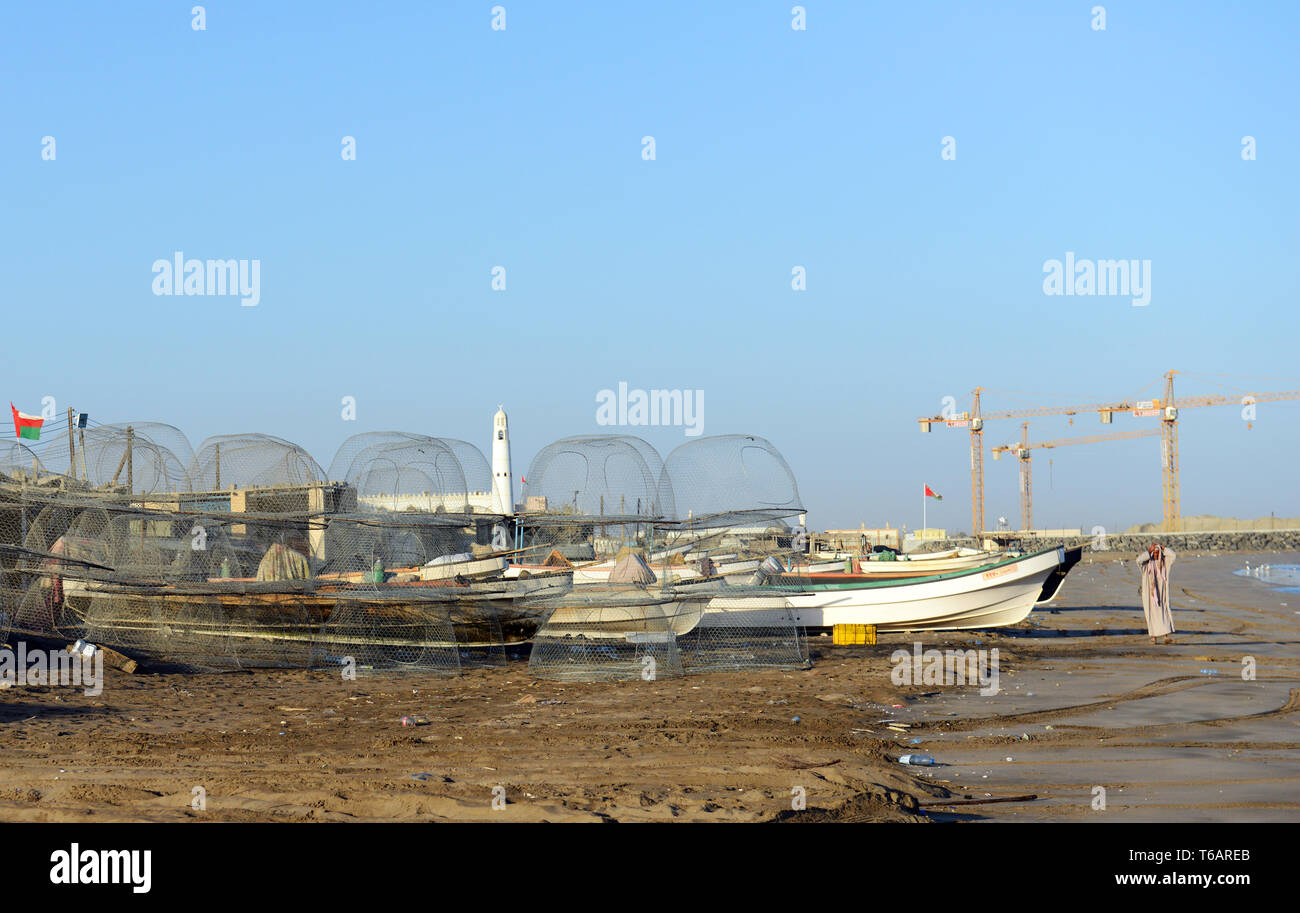 Fishing cages on the Barka beach in Oman Stock Photo - Alamy