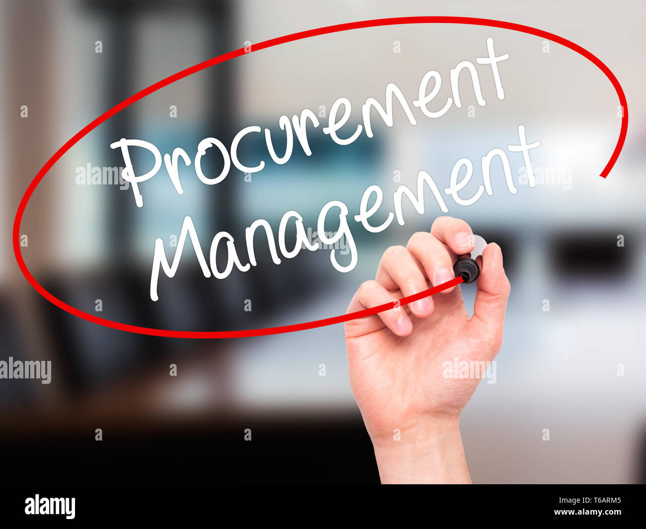 Man Hand writing Procurement Management with black marker on visual ...