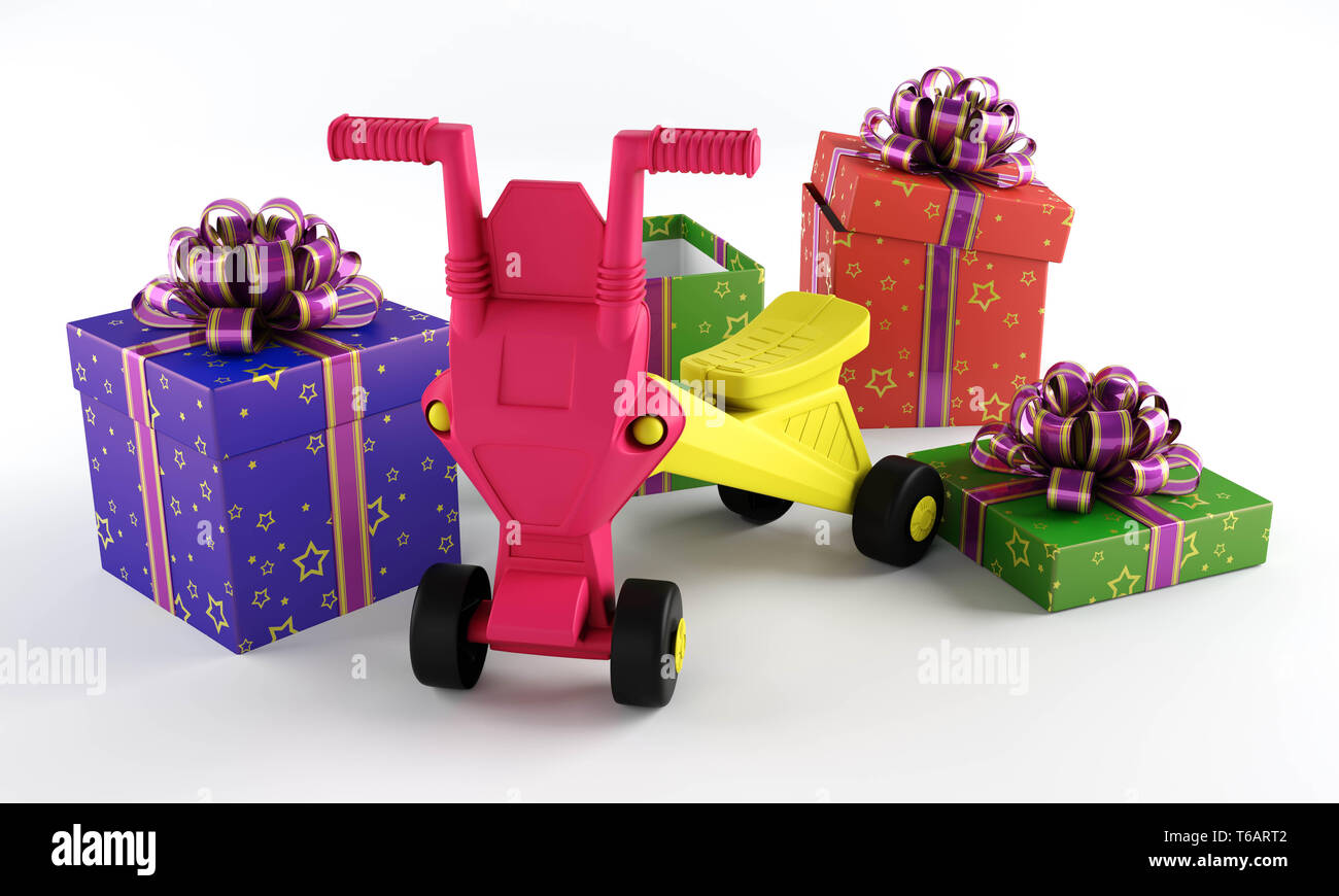 Children's toy with a gift box Stock Photo - Alamy