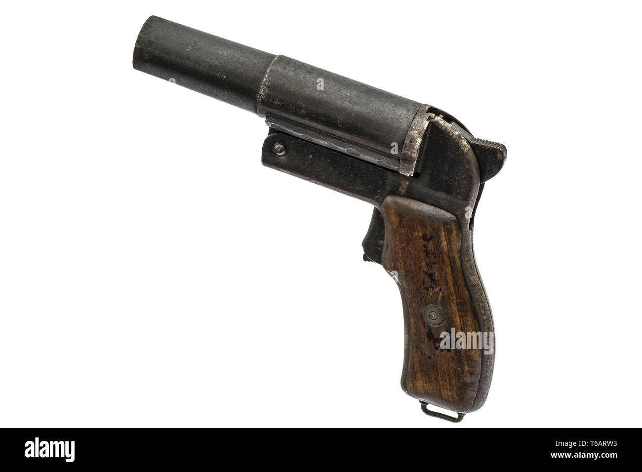 Old signal pistol, flare gun, isolated on white background Stock Photo ...