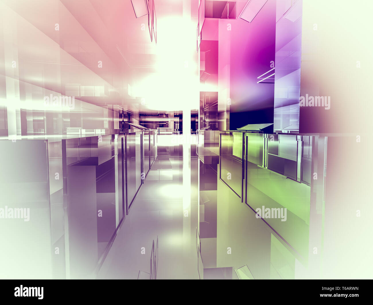 open space, clean room with shapes in 3d, business space, hospitals or ...