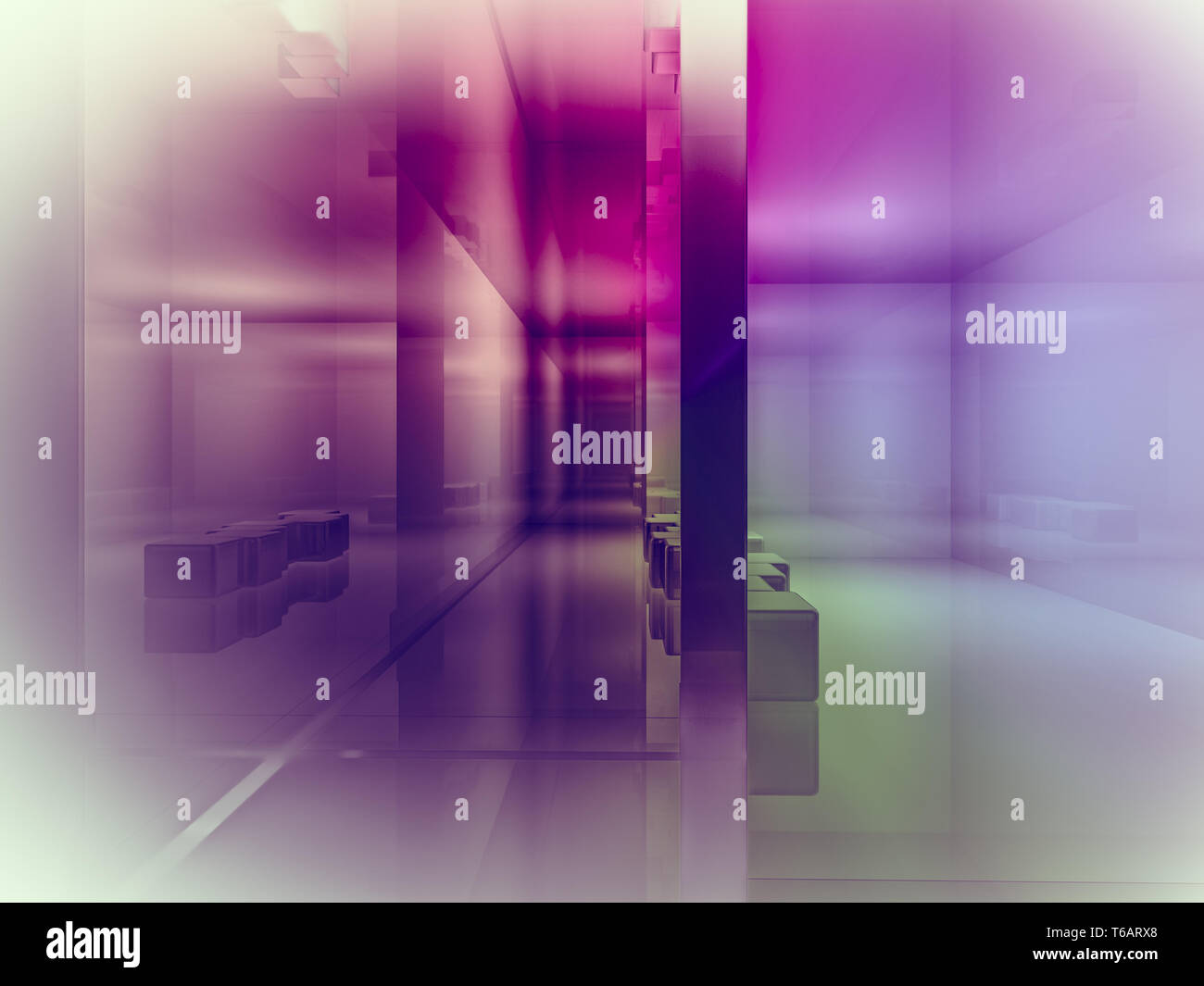 house open space, clean room with shapes in 3d, business space ...