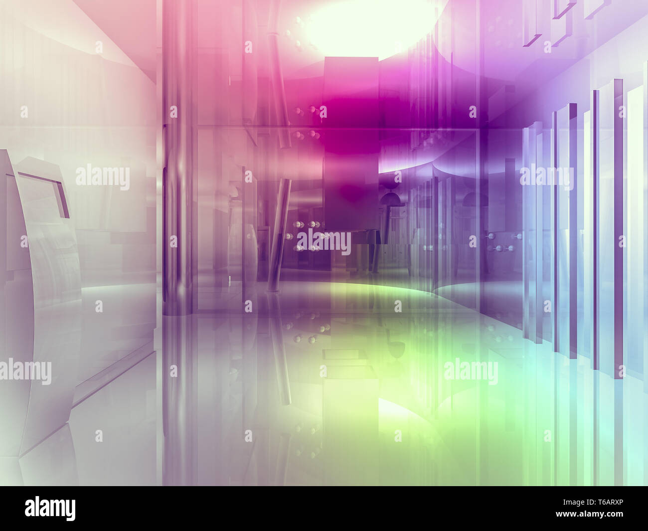 open space, clean room with shapes in 3d, business space, hospitals or ...