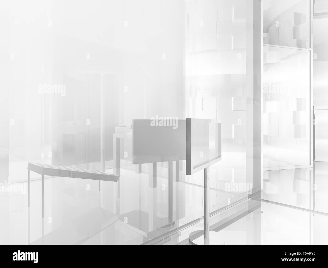 open space, clean room with shapes in 3d, business space, hospitals or ...