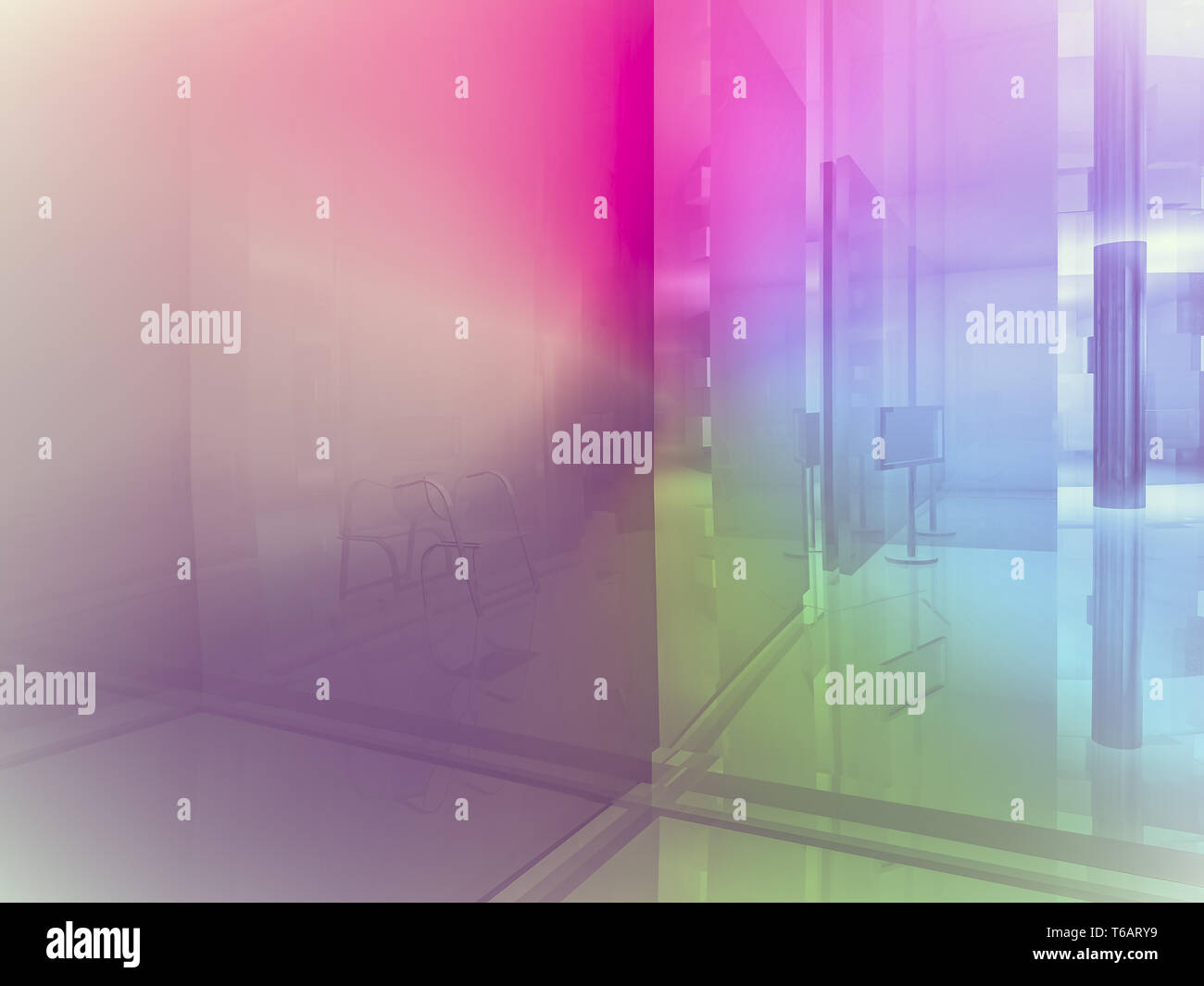 house open space, clean room with shapes in 3d, business space ...