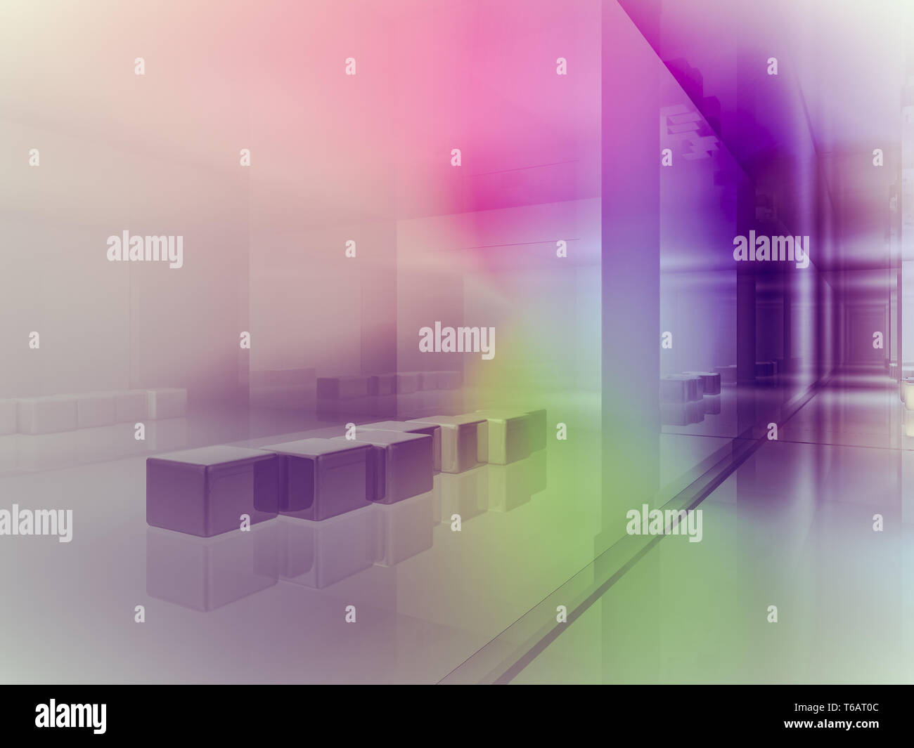 open space, clean room with shapes in 3d, business space, hospitals or ...