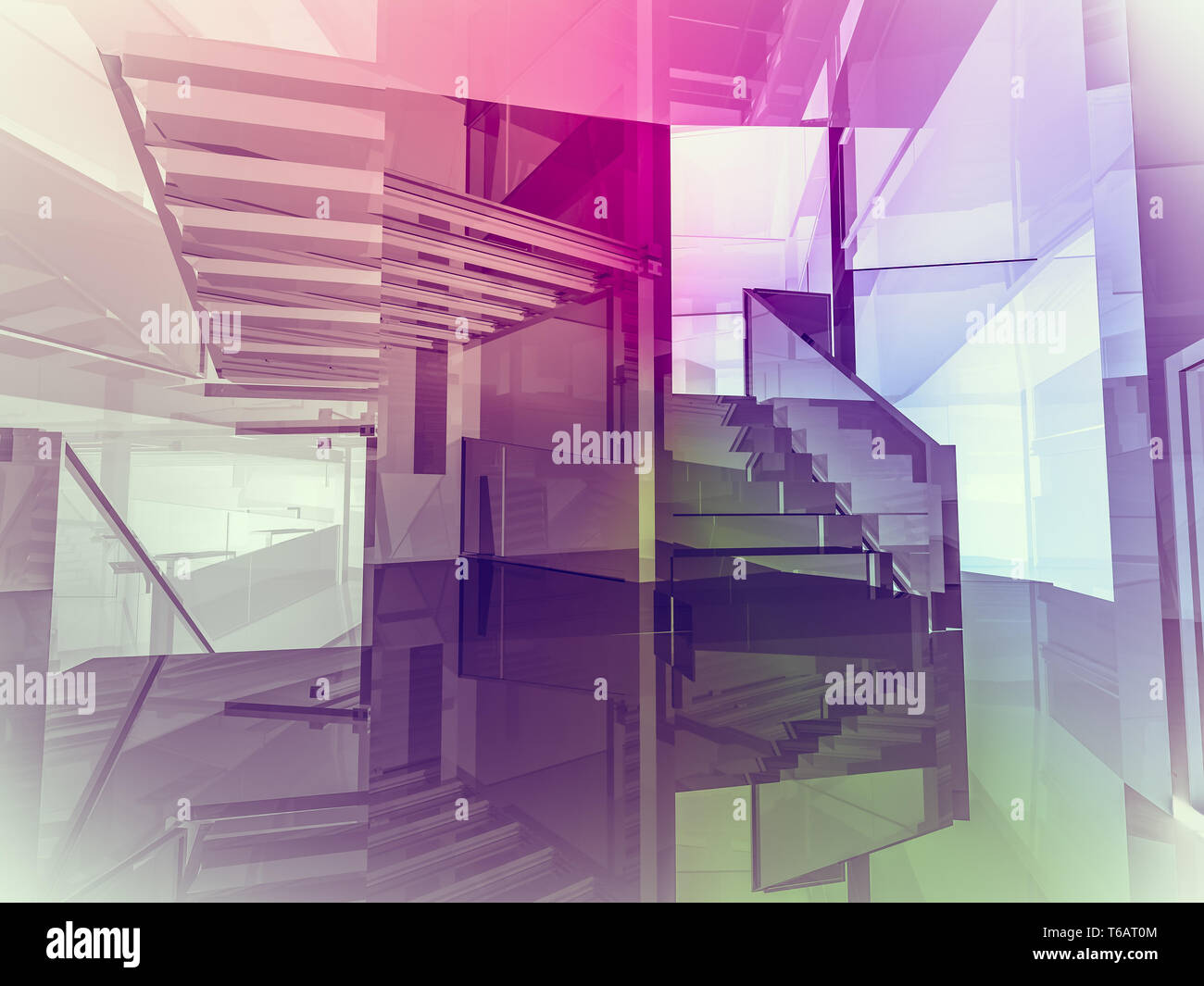 futuristic open space, clean room with shapes in 3d, business space ...