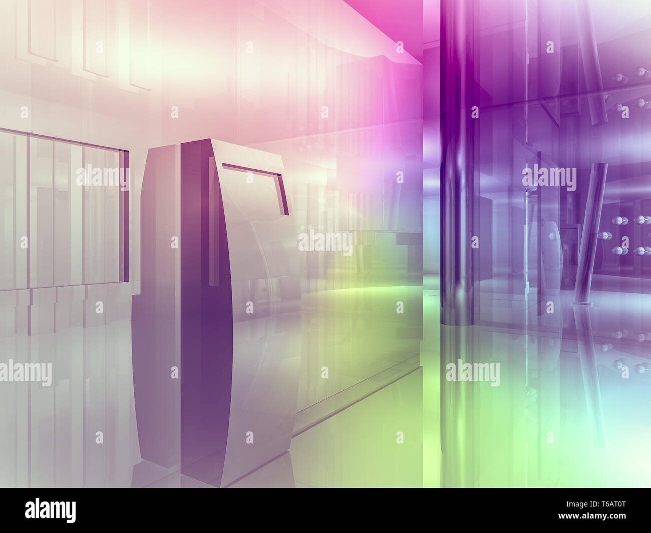 open space, clean room with shapes in 3d, business space, hospitals or ...