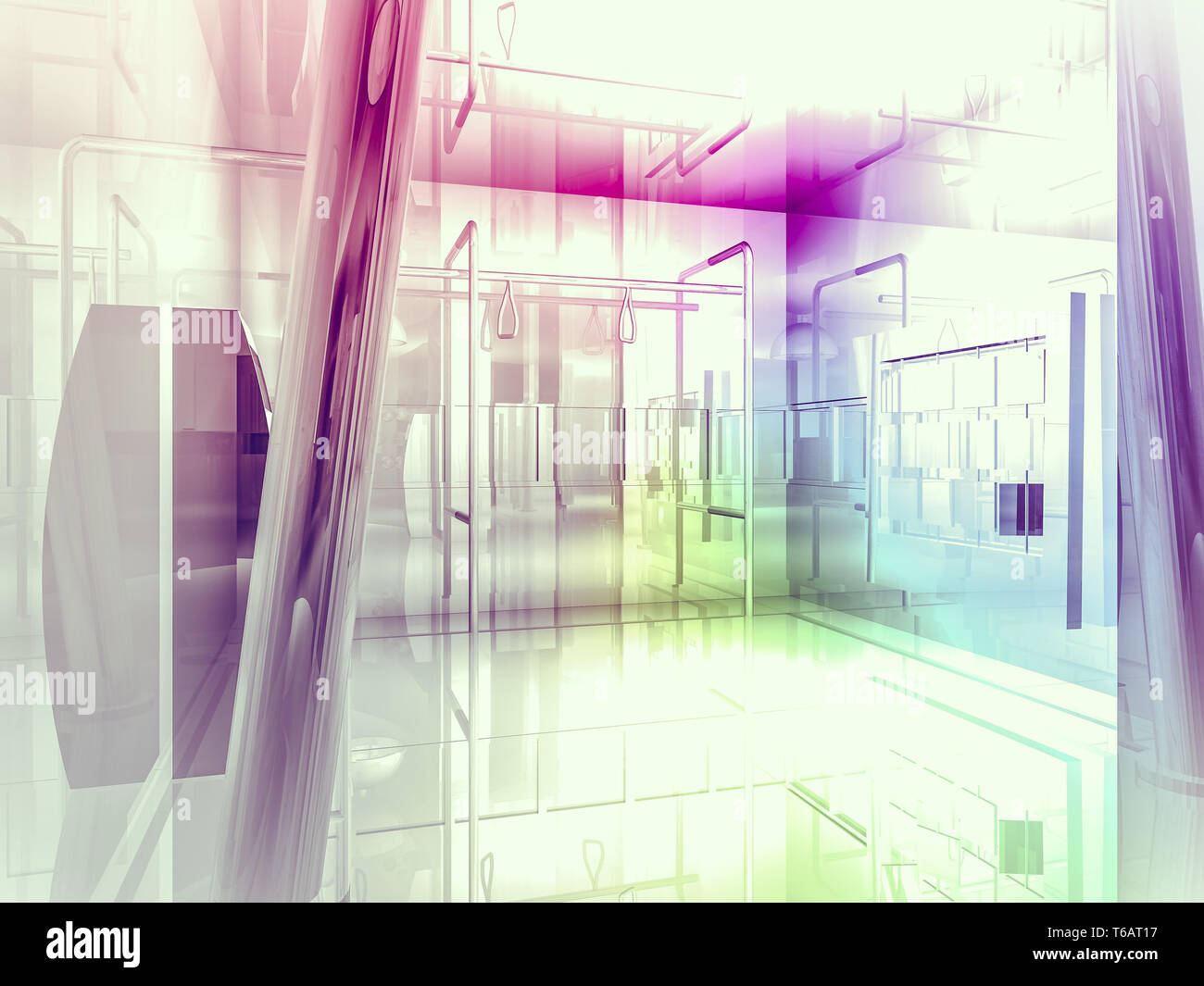 open space, clean room with shapes in 3d, business space, hospitals or ...