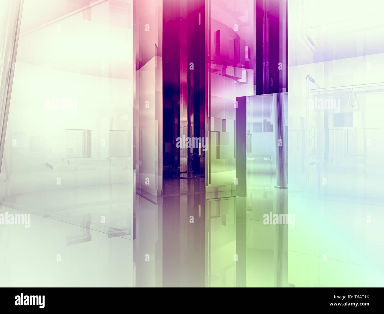 open space, clean room with shapes in 3d, business space, hospitals or ...