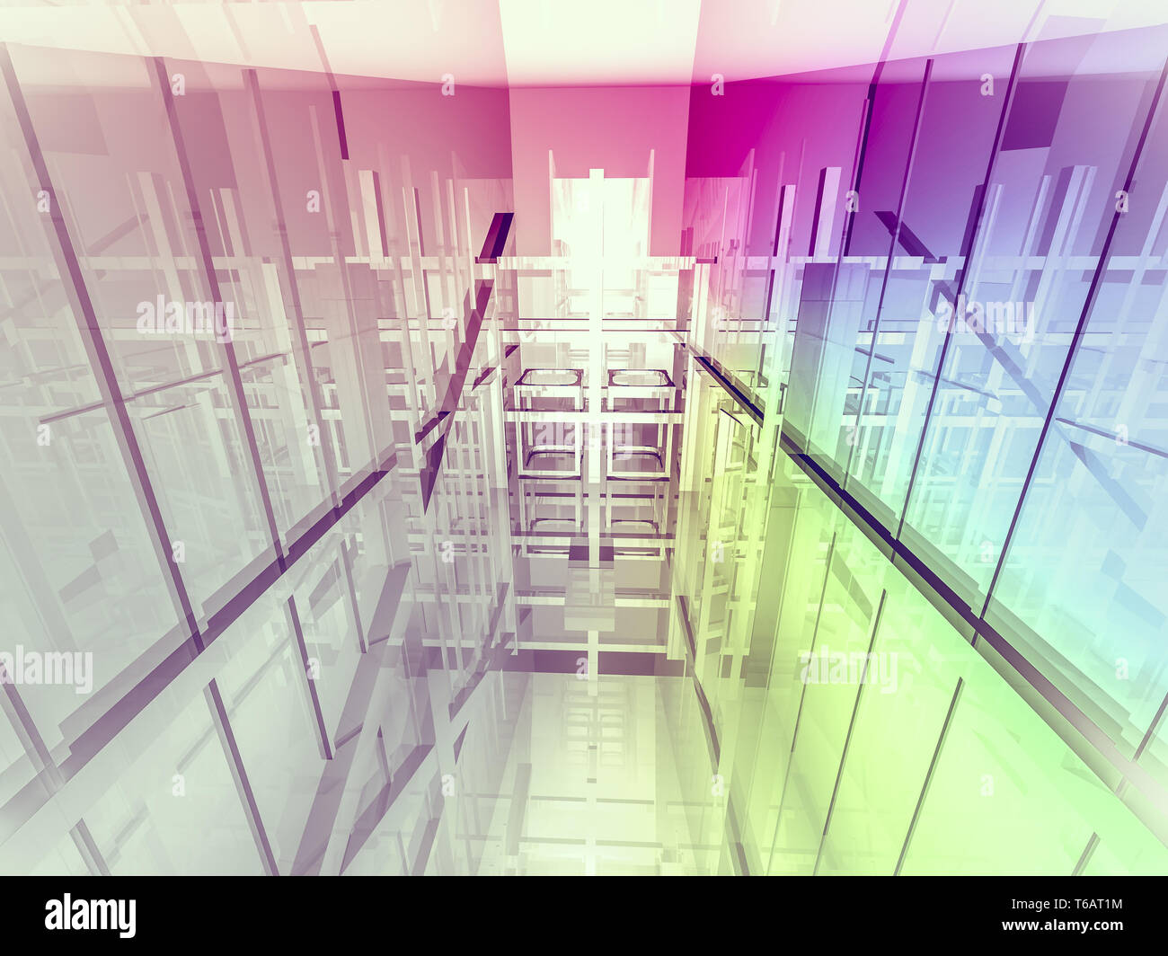 open space, clean room with shapes in 3d, business space, hospitals or ...